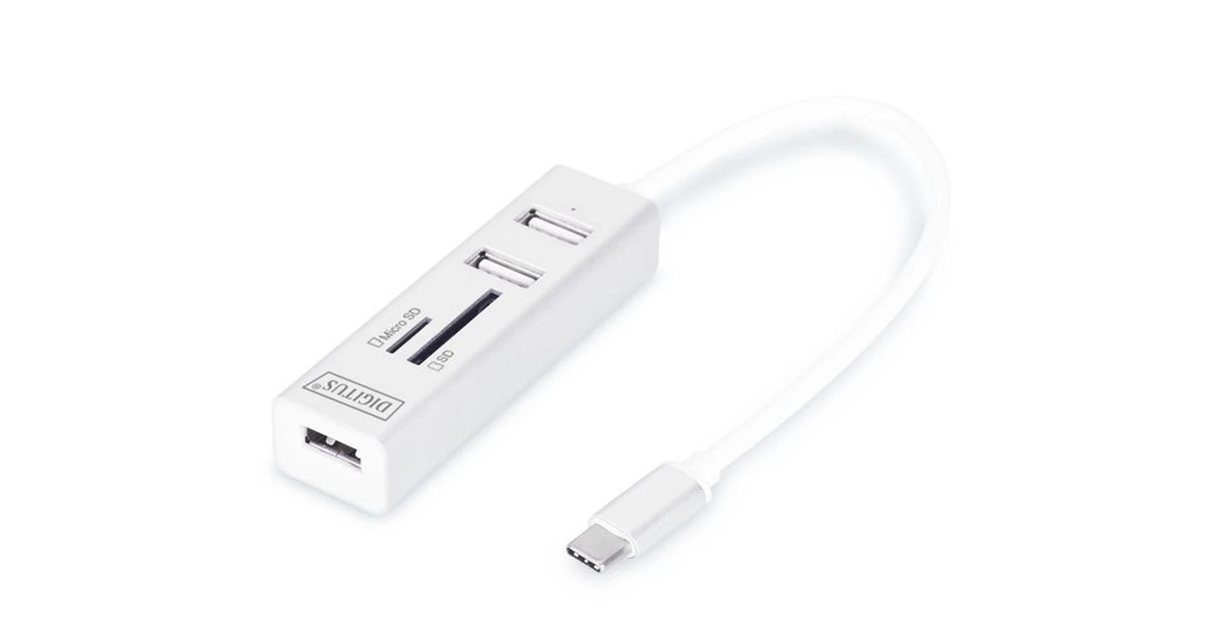 Digitus USB Type-C OTG 3-Port HUB + Card Reader White - Digitus - PCLAND