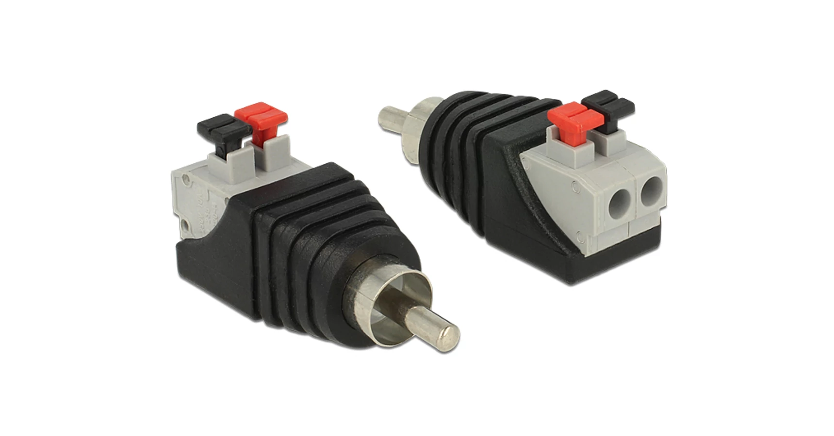DeLock Adapter RCA male > Terminal Block with push button 2 pin ...
