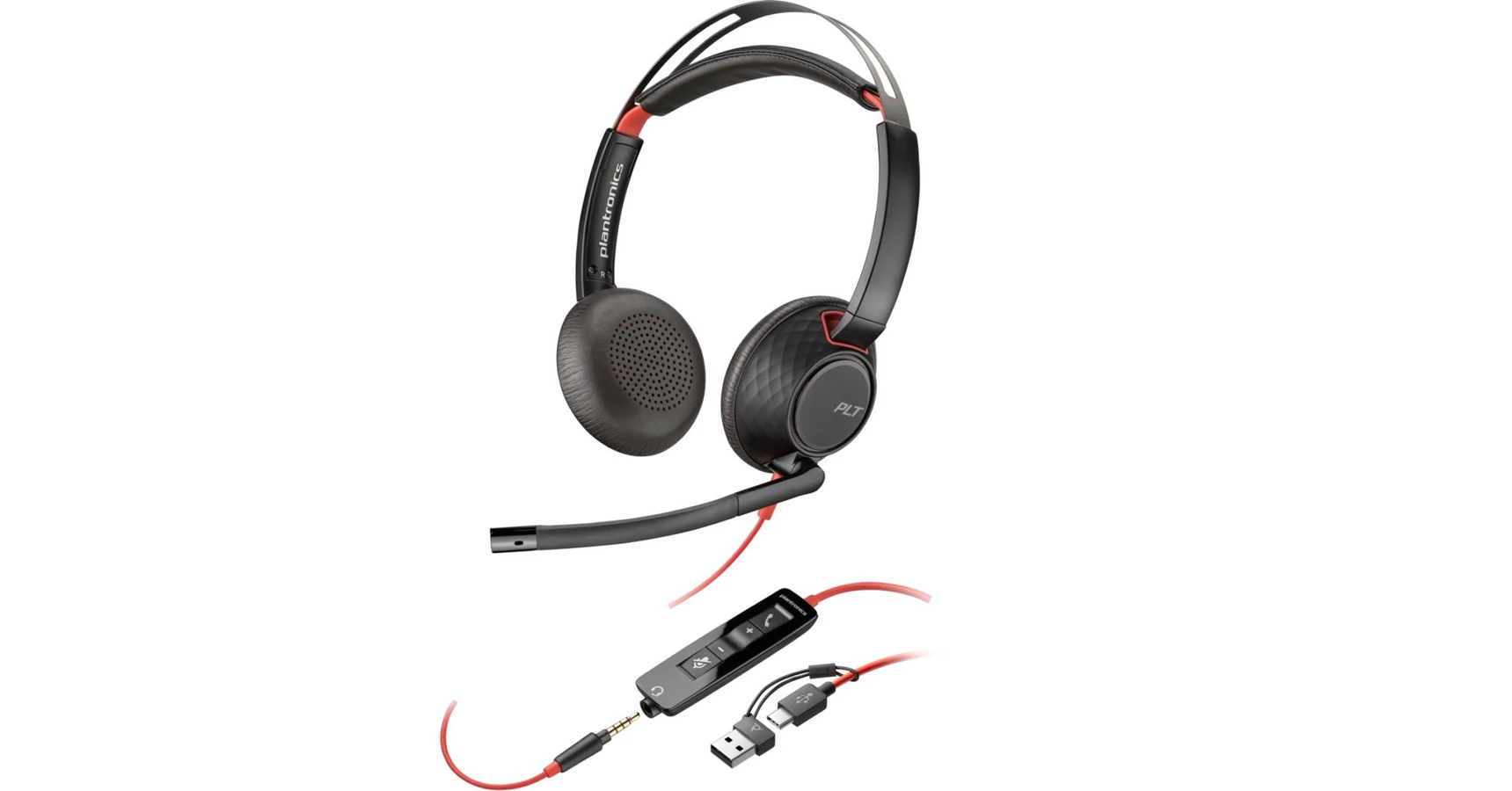 Poly Plantronics Blackwire 5220 Stereo USB-C Headset +3.5mm Plug +USB-C ...